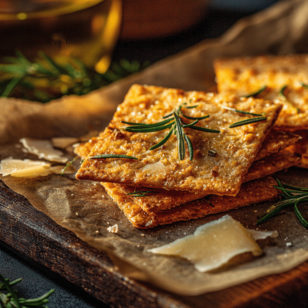 Quick & Easy Homemade Parmesan Rosemary Crackers